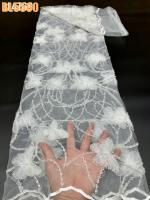 China Fashion beaded lace with sequins embroidery lace fabric wedding bridal dress Senegal fabric women clothing french lace fabric for sale