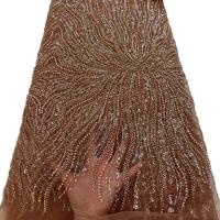 China Top quality Wedding Party Dress Bridal Dress Fabric Beaded lace with sequins Austria Embroidery  African French Lace Ghana dress for sale