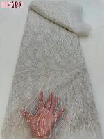 China Top quality Wedding Party Dress Bridal Dress Fabric Beaded lace with sequins Austria Embroidery  African French Lace Ghana dress for sale