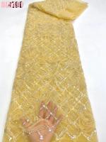 China Luxury fabric wedding dress High Quality Handmade Beaded lace with sequins Austria Embroidery  African French women party dress for sale