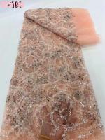 China 2023 Exquisite handmade  beaded lace embroidery lace fabric wedding dress Senegal fabric women clothing french tulle lace for sale