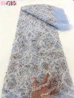 China 2023 Exquisite handmade  beaded lace embroidery lace fabric wedding dress Senegal fabric women clothing french tulle lace for sale