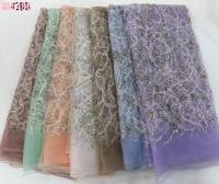 China 2023 Exquisite handmade  beaded lace embroidery lace fabric wedding dress Senegal fabric women clothing french tulle lace for sale