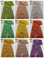 China Luxury Pearl Lace Fabric Indian Handmade Beaded Sequin Embroidered Mesh Fabric For Dubai White Bridal Evening Gown for sale