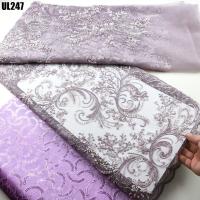 China Luxury fabric wedding dress High Quality Handmade Beaded lace with sequins Austria Embroidery  African French tulle lace for sale