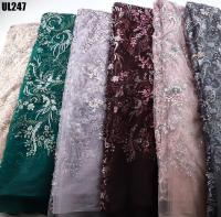 China Luxury fabric wedding dress High Quality Handmade Beaded lace with sequins Austria Embroidery  African French tulle lace for sale