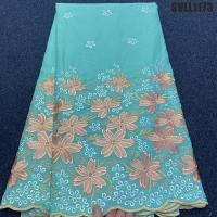 China Newest 100% cotton fabric with stones embroidered handmade swiss voile lace soft fabric for women daily dress for sale