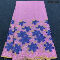 China Newest 100% cotton fabric with stones embroidered handmade swiss voile lace soft fabric for women daily dress for sale