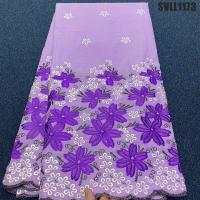 China Newest 100% cotton fabric with stones embroidered handmade swiss voile lace soft fabric for women daily dress for sale