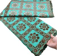 China latest cord lace in embroidered fabric quipure lace fabric with colorful stones elegant women dress for party and show for sale