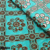 China latest cord lace in embroidered fabric quipure lace fabric with colorful stones elegant women dress for party and show for sale