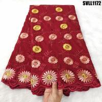 China 100% thick cotton lace fabric high quality latest embroidered swiss voile lace women fabric with reasonable price for sale