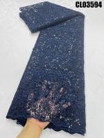 China High quality cotton guipure lace fabric with sequins white water soluble embroidery cord lace fabric for wedding dress lace for sale
