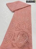 China High quality soft water soluble milk silk cord fabric white chiffon cutout embroidery design guipure lace fabric with sequins for sale