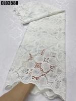 China High quality soft watersoluble milk silk cord lace fabric white chiffon cutout design guipure lace fabric with stone rhinestones for sale