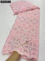 China High quality soft watersoluble milk silk cord lace fabric white chiffon cutout design guipure lace fabric with stone rhinestones for sale