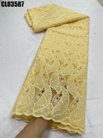 China Exported UAE High Quality Water Soluble Rope Lace Fabric White Chiffon Hollow Out Design Guipure Lace Fabric With Sequins for sale