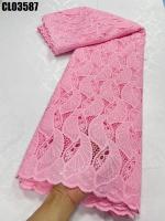 China Exported UAE High Quality Water Soluble Rope Lace Fabric White Chiffon Hollow Out Design Guipure Lace Fabric With Sequins for sale