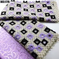 China Nigerian Guipure Lace Fabric Cord Lace with Stones Embroidery Fabric Aso Ebi Dress for Party 100% polyester fabric for sale