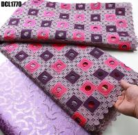 China Nigerian Guipure Lace Fabric Cord Lace with Stones Embroidery Fabric Aso Ebi Dress for Party 100% polyester fabric for sale