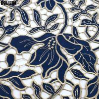 China Exquisite navy blue African Cord Lace Fabric Chiffon Embroidery Senegal Guipure Lace wedding bridal dress Dubai lace for sale
