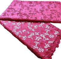 China Milan Fashion African Cord Lace Chiffon Embroidery fabric Nigerian Guipure Lace  water-soluble embroidery wedding bridal dress for sale