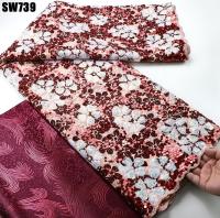 China Fabric Type Voile Dress Pink Tulle Sequins Lace African French Lace for Women Clothing for sale