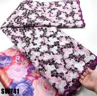 China Black Tulle Sequins Lace African French Lace Fabric for Kanuri Dressing Women Clothing for sale