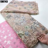 China 2023 Austria wedding dress tulle sequins lace African French Lace Fabric women clothing  kanuri dressing women clothing for sale