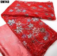 China 2023 Austria wedding dress tulle sequins lace African French Lace Fabric women clothing  kanuri dressing women clothing for sale