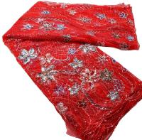 China Gold Sequins Lace Fabric Ideal for Wedding Dress and Bridal Gowns in European Fashion for sale