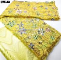 China Lace European Fashion Gold Sequins French Embroidery Wedding Dress African Fabric for sale