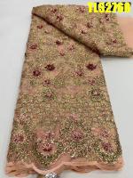 China Wholesale price sequins lace wedding dress african embroidery lace fabric party dress gold lace  mesh fabric for sale