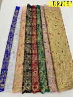 China Wholesale price sequins lace wedding dress african embroidery lace fabric party dress gold lace  mesh fabric for sale
