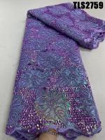 China African Sequins Lace Fabric Multi color Net Embroidery Tulle Lace Fabric For Nigerian Wedding Party Dress for sale