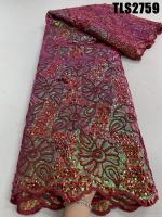 China African Sequins Lace Fabric Multi color Net Embroidery Tulle Lace Fabric For Nigerian Wedding Party Dress for sale