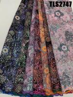 China African Sequins Lace Fabric Multi color Net Embroidery Tulle Lace Fabric For Nigerian Wedding Party Dress for sale