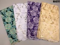 China Lace Embroidery Sequins Organza African Bridal Wedding Dress Fabric 100% Polyester for sale