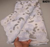 China Lace Embroidery Sequins Organza African Bridal Wedding Dress Fabric 100% Polyester for sale