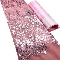 China top-end Handmade embroidery beaded bridal  lace with sequins fabric selling for African market for sale