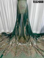 China Fancy Sequin Embroidery Mesh French African Lace Fabric for Formal Dress Abaya Dubai for sale