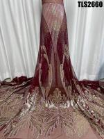 China Fancy Sequin Embroidery Mesh French African Lace Fabric for Formal Dress Abaya Dubai for sale