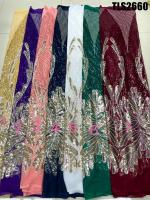 China Fancy Sequin Embroidery Mesh French African Lace Fabric for Formal Dress Abaya Dubai for sale
