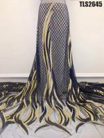China New Arrival Quality Fancy Sequin Embroidery Mesh French African Lace Fabric For Formal Dress Abaya Dubai for sale