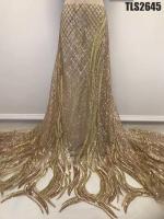 China New Arrival Quality Fancy Sequin Embroidery Mesh French African Lace Fabric For Formal Dress Abaya Dubai for sale