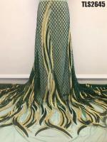 China New Arrival Quality Fancy Sequin Embroidery Mesh French African Lace Fabric For Formal Dress Abaya Dubai for sale