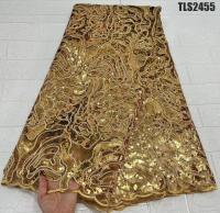 China New Arrival Quality Fancy Sequin Embroidery Mesh French African Lace Fabric For Formal Dress Abaya Dubai for sale