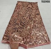 China New Arrival Quality Fancy Sequin Embroidery Mesh French African Lace Fabric For Formal Dress Abaya Dubai for sale