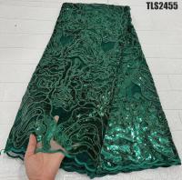 China New Arrival Quality Fancy Sequin Embroidery Mesh French African Lace Fabric For Formal Dress Abaya Dubai for sale