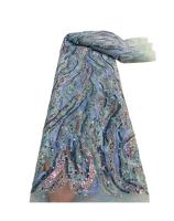 China New Arrival Quality Fancy Sequin Embroidery Mesh French African Lace Fabric For Formal Dress Abaya Dubai for sale